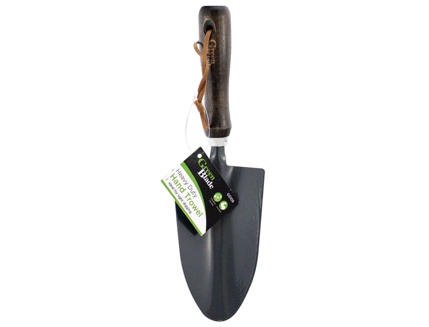 Heavy Duty Hand Trowel Green Blade – Carbon Steel With Wooden Handle ...