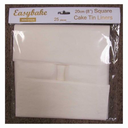 Easy Bake Square Cake Tin Liners 8" - Non-Stick - Lawsons